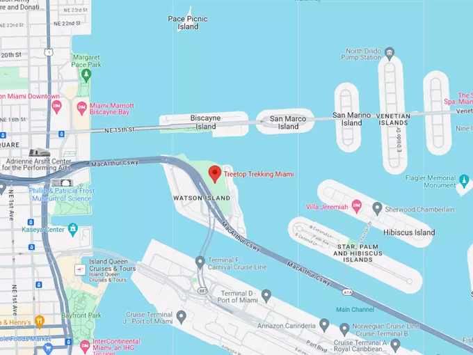 Treetop Trekking Miami 10 map
