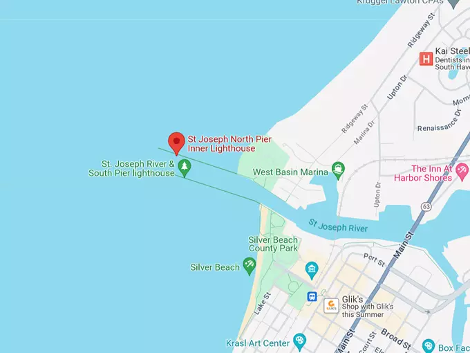 St. Joseph North Pier Inner and Outer Lights 10 Map