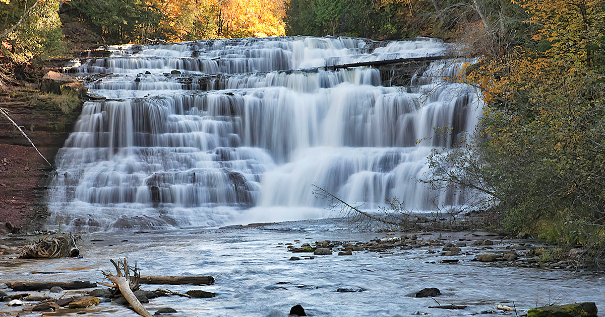 stunning waterfall michigan ftr