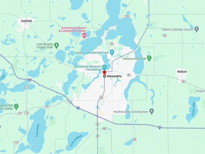 Alexandria MN 10 map
