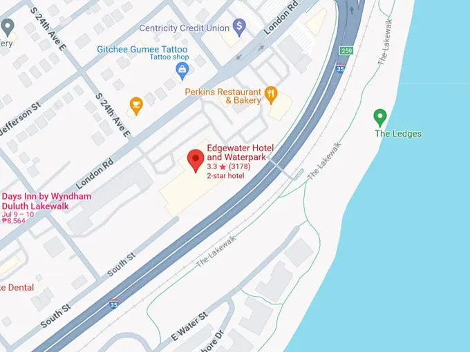 Edgewater Hotel and Waterpark 10 Map