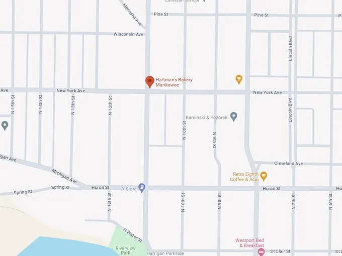 Hartman's Bakery Manitowoc 10 map