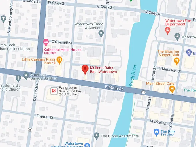 Mullen's Dairy Bar 10 Map