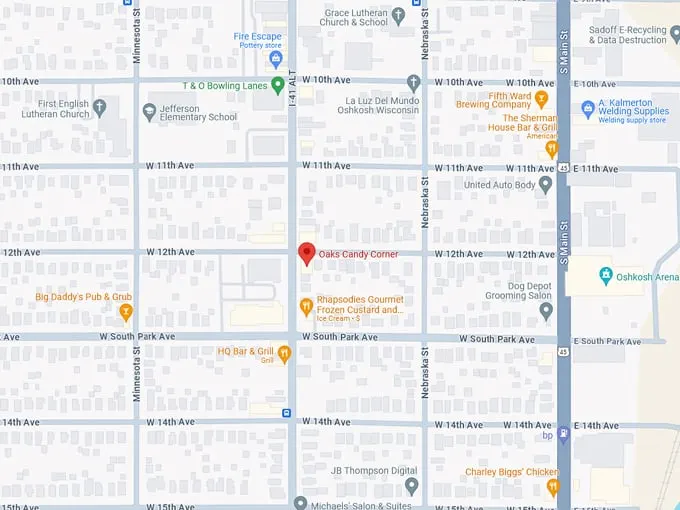 Oaks Candy Corner 10 Map
