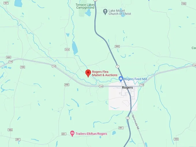 Rogers Flea Market & Auctions 10 Map