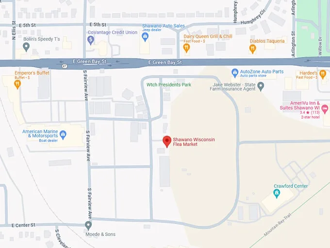 Shawano Wisconsin Flea Market 10 Map