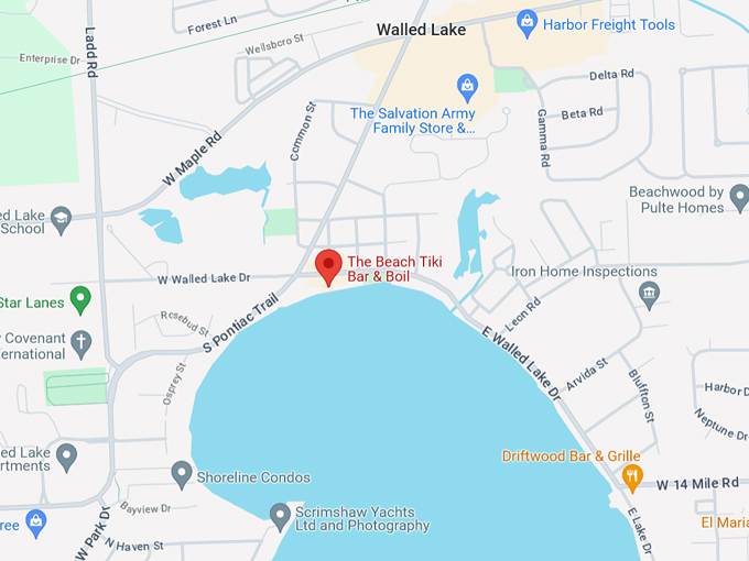The Beach Tiki Bar & Boil 10 Map
