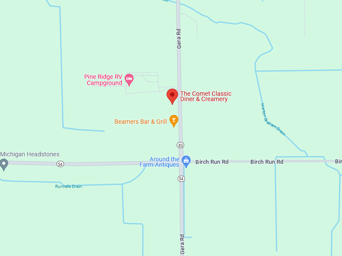 Comet Classic Diner & Creamery 10 Map