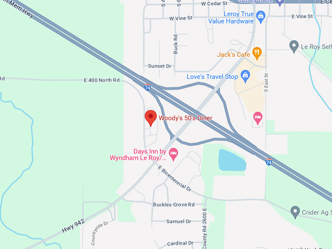 Woody's 50's Diner 10 Map
