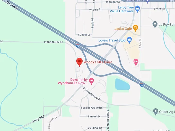 Woody's 50's Diner 10 Map