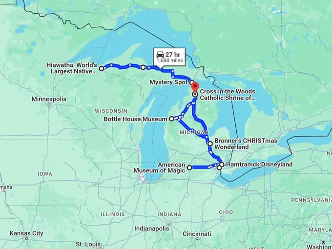 quirky-road-trip-michigan 10 map