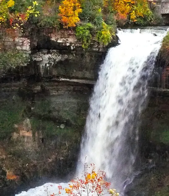 stunning autumn waterfall minnesota ftr