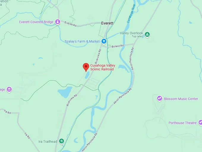 cuyahoga valley scenic railroad 10 map