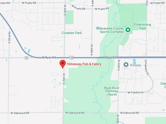 hideaway pub & eatery 10 map