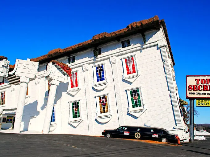Gravity-defying décor meets presidential flair. It's like stepping into a funhouse mirror version of American history.