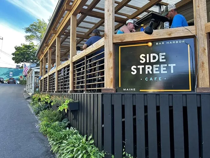 The sign says it all: Side Street Cafe, where good times and great food meet. Come for the lobster, stay for the laid-back Maine vibes.