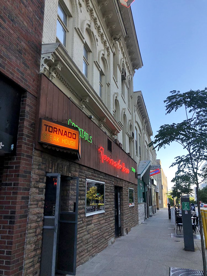 Where Mad Men meets Midwest. This retro facade hides a carnivore's paradise that would make Don Draper swoon.