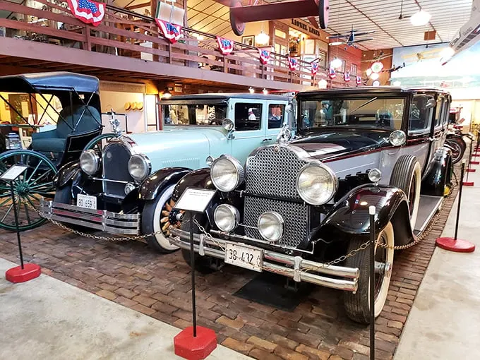 Gleaming paint and polished chrome—it's like walking into a showroom from another era. Can you smell that? It's vintage leather and adventure!