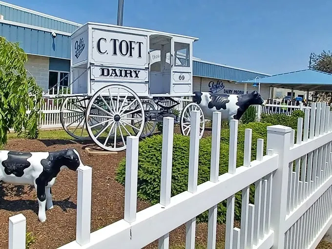 All aboard the flavor express! Toft's isn't just Ohio's oldest dairy; it's a first-class ticket to Delicious Town. That quaint entrance? It's actually a portal to a world where calories don't count and brain freeze is a badge of honor. Don't forget to say hi to the cow statues – they work udder-ly hard!