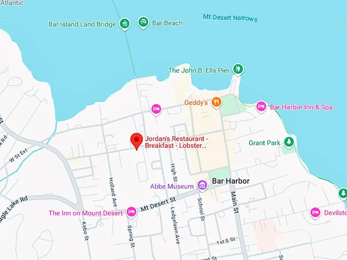 jordan's restaurant breakfast lobster rolls burgers pancakes sandwiches 10 map