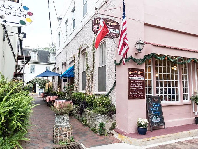 Step into a storybook! This charming pink facade isn't just eye candy—it's the gateway to Eastern European culinary bliss. Gaufres and Goods beckons with promises of pierogies and pastries. Photo credit: Tyrone
