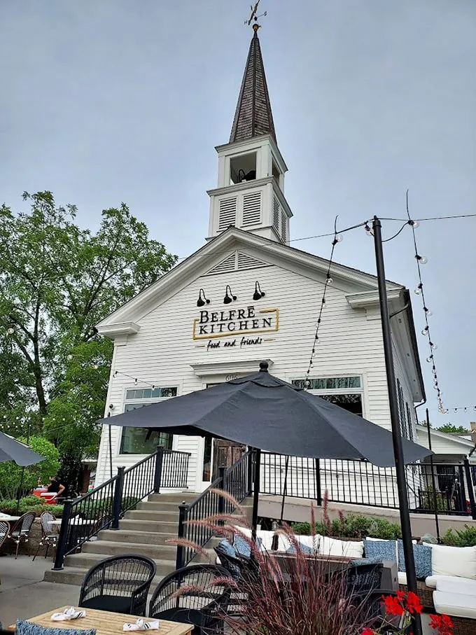 From hymns to yums: Belfrē's outdoor seating lets you worship at the altar of al fresco dining.