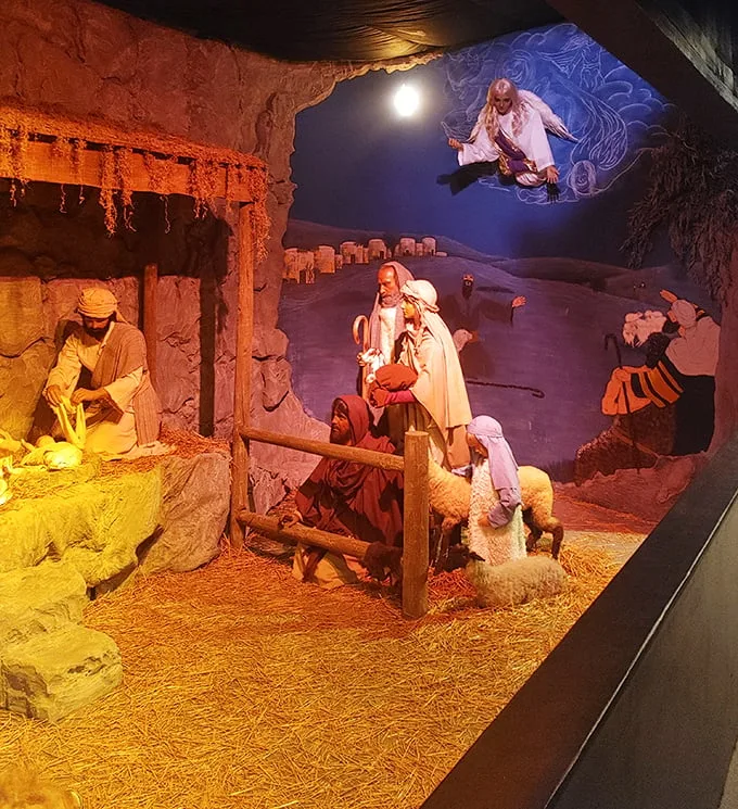 O little town of Bethlehem... in Ohio? This nativity scene brings the miracle of Christmas to life, complete with a hovering angel that puts your holiday decorations to shame.