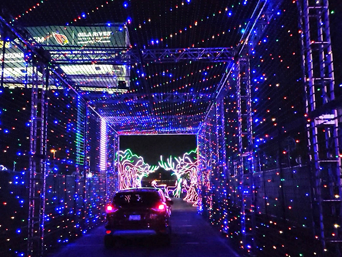 Buckle up for a trip through the galaxy! This cosmic car wash of lights will have you seeing stars – literally.