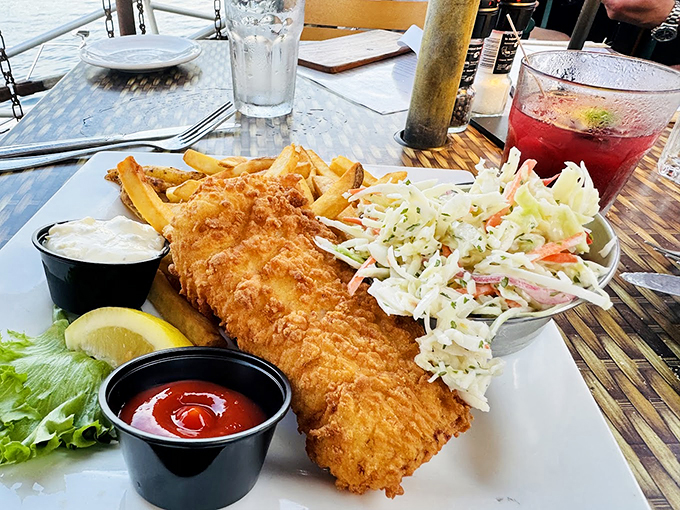 This fish and chips plate isn't messing around – golden-brown perfection with a side of summer memories. Photo credit: BETTY Rodriguez