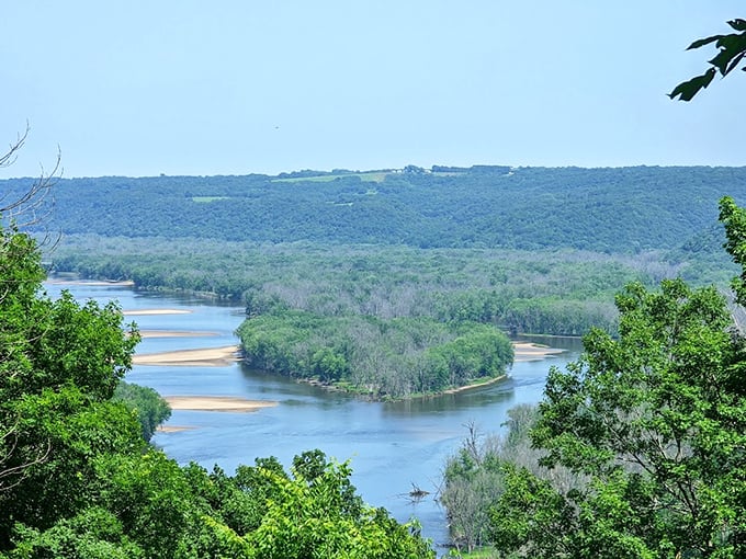 Misty morning vistas reveal the mighty Mississippi's secrets from 500 feet above the water.