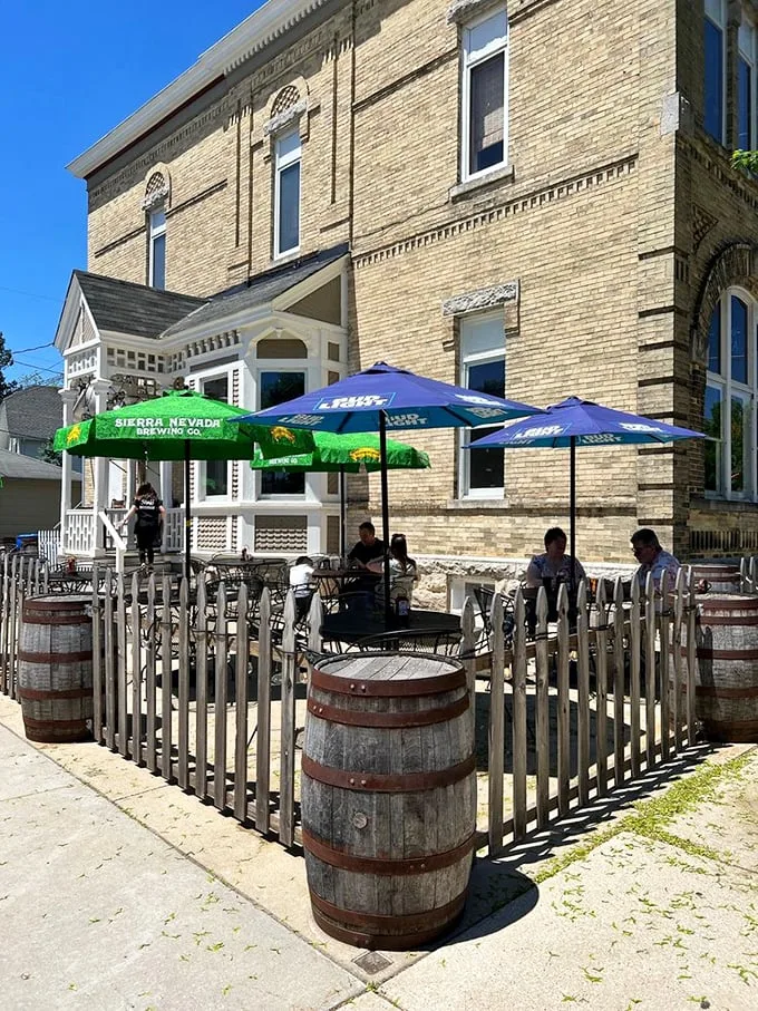 Outdoor seating that's better than your own backyard. Unless your backyard has barrel tables and craft beer on tap.