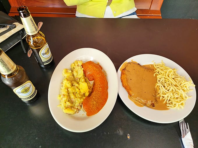 Golden-brown perfection that's larger than life! This schnitzel is so good, it might just make you want to climb every mountain in Austria.