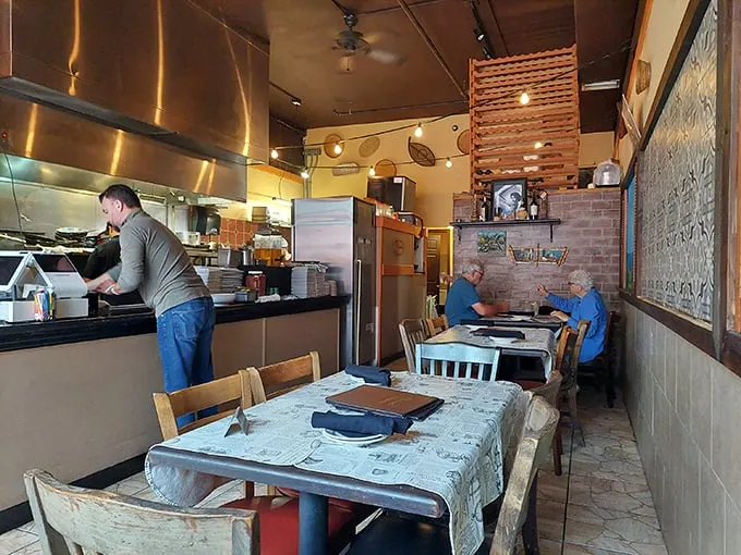 Where the magic happens: An open kitchen that's part culinary theater, part time machine to your nonna's house. Watch the pasta fly and the sauce simmer! Photo credit: Lisa Murray