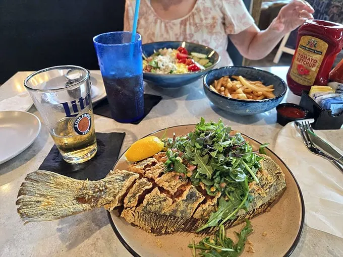 This fried flounder is so perfectly golden, it could pass for the lost treasure of Atlantis. Dive in! Photo credit: Larry D.