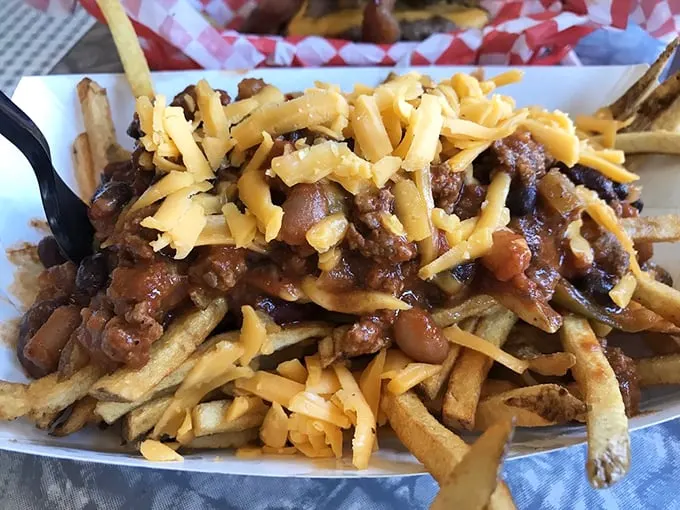 Chili fries: where "I'll just have a few" becomes "Oops, I ate them all!" These cheesy, meaty morsels are like edible Jenga – dangerously fun to eat.