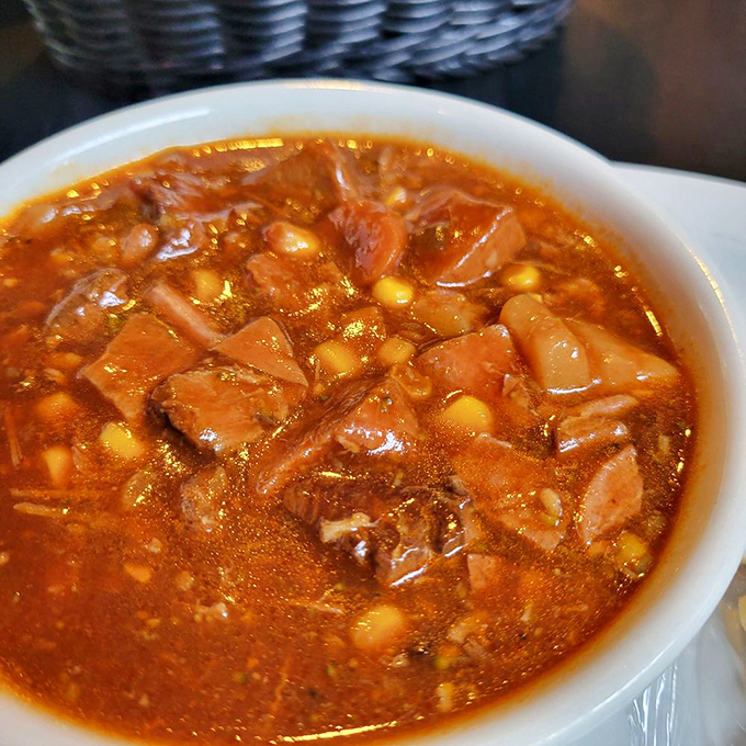 A hearty bowl of vegetable beef soup that warms both body and soul—perfect for those crisp Michigan evenings.