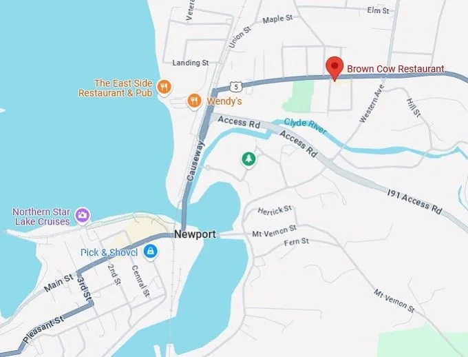 16. brown cow restaurant map