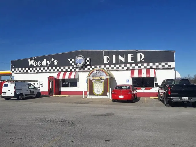 Step into a time warp! Woody's facade is like a jukebox exploded into a building, complete with checkered trim and retro charm. Photo credit: Henri Rönkkö