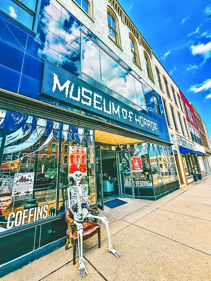"Skeletons and coffins and witches, oh my! This museum's window display is a year-round Halloween treat." Photo credit: The Michigan Museum of Horror