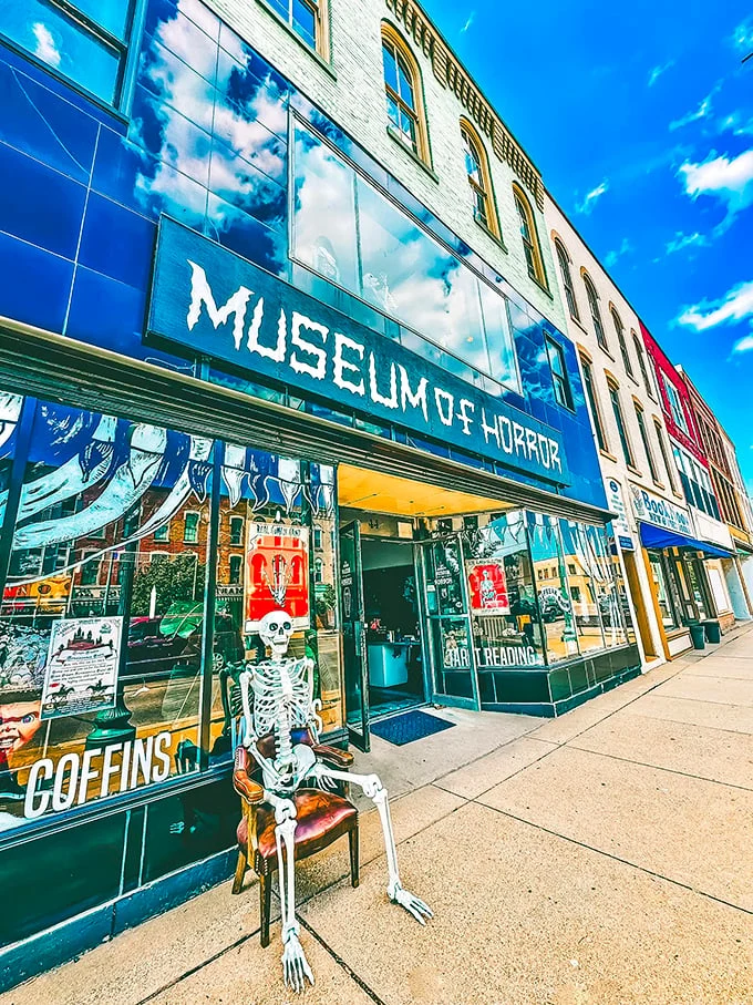 "Skeletons and coffins and witches, oh my! This museum's window display is a year-round Halloween treat." Photo credit: The Michigan Museum of Horror