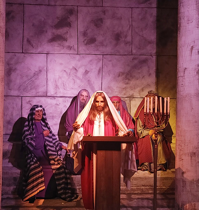 Talk about a captive audience! Jesus preaches to a crowd of wax disciples, proving that even in Ohio, you can find a piece of the Holy Land.