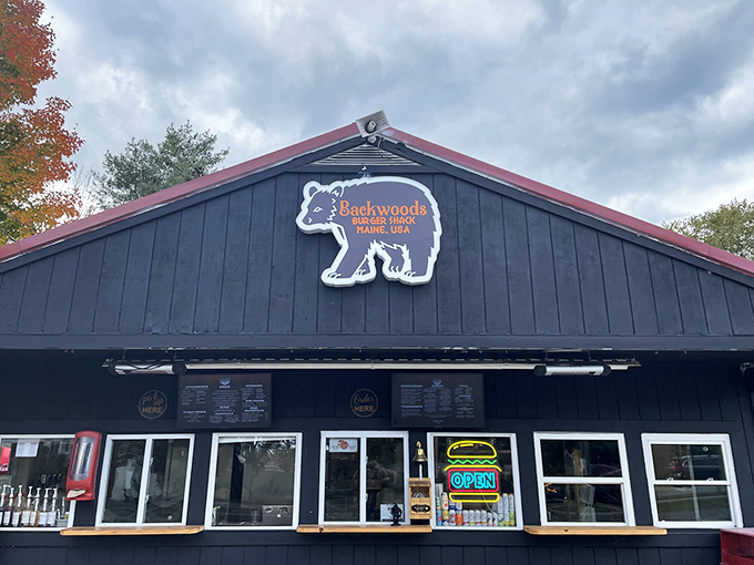 That bear logo knows what's up - nothing says Maine like a wilderness-themed burger joint with attitude.