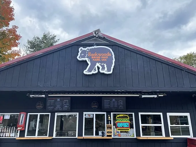 That bear logo knows what's up - nothing says Maine like a wilderness-themed burger joint with attitude.