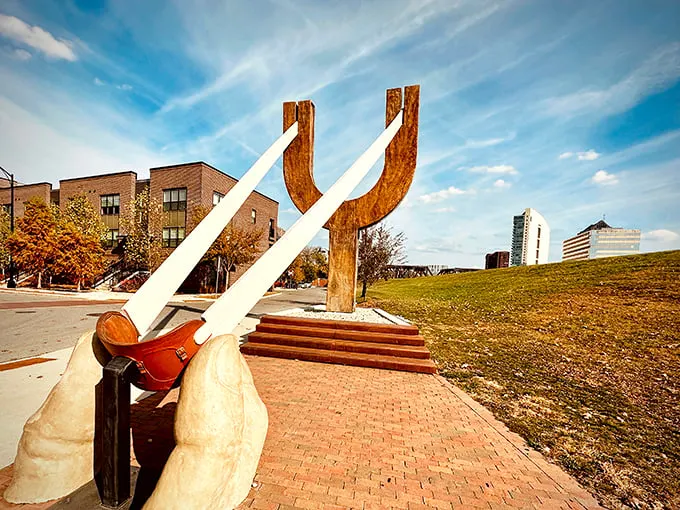 From this angle, it's not just a slingshot—it's a portal to whimsy. Who knew Columbus had a secret weapon against the mundane?