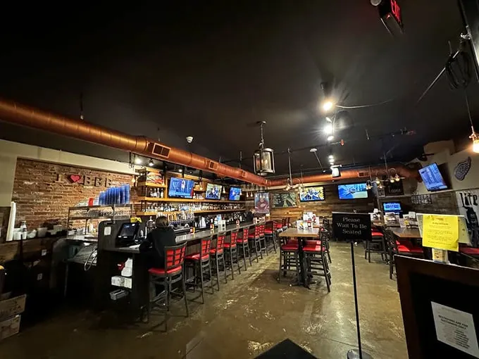 Step into a burger lover's dream: exposed brick, copper pipes, and enough TVs to satisfy even the most ardent sports fan.