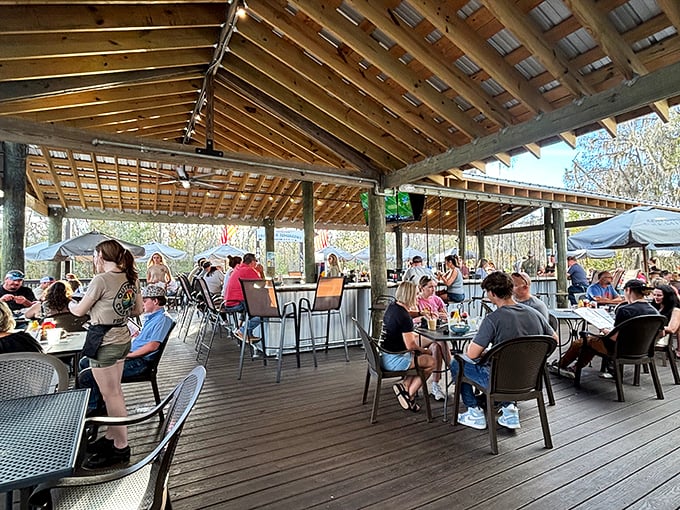 Dinner with a side of Florida sunshine! This bustling patio is where memories are made, one crab leg at a time. Photo credit: Shari Mohrman