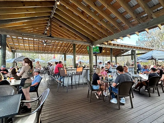 Dinner with a side of Florida sunshine! This bustling patio is where memories are made, one crab leg at a time. Photo credit: Shari Mohrman