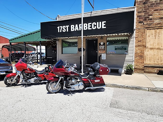 Biker-approved BBQ paradise! These ribs are so good, even the Harleys outside are drooling.