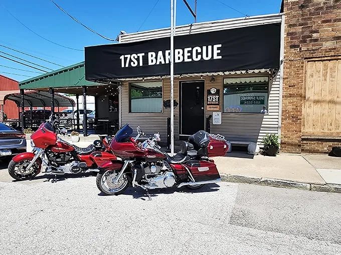 Biker-approved BBQ paradise! These ribs are so good, even the Harleys outside are drooling.