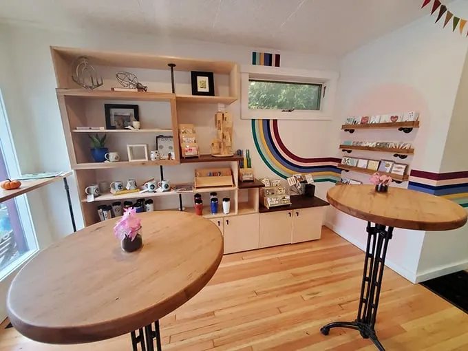 It's like Willy Wonka's factory got a Vermont makeover. This corner is a treasure trove of local goodies and whimsical decor.